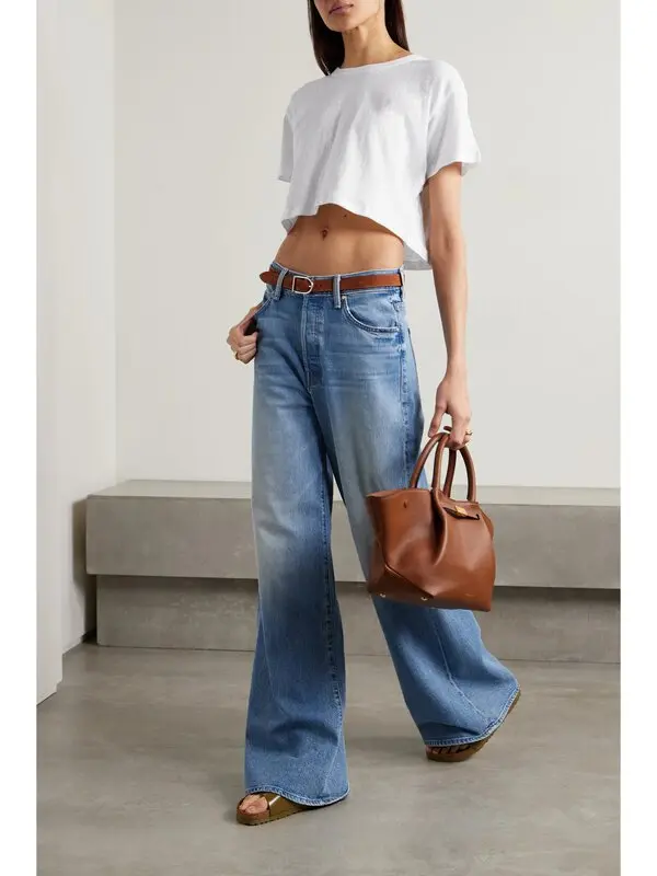 LESET Cropped Slub Cotton-jersey T-shirt