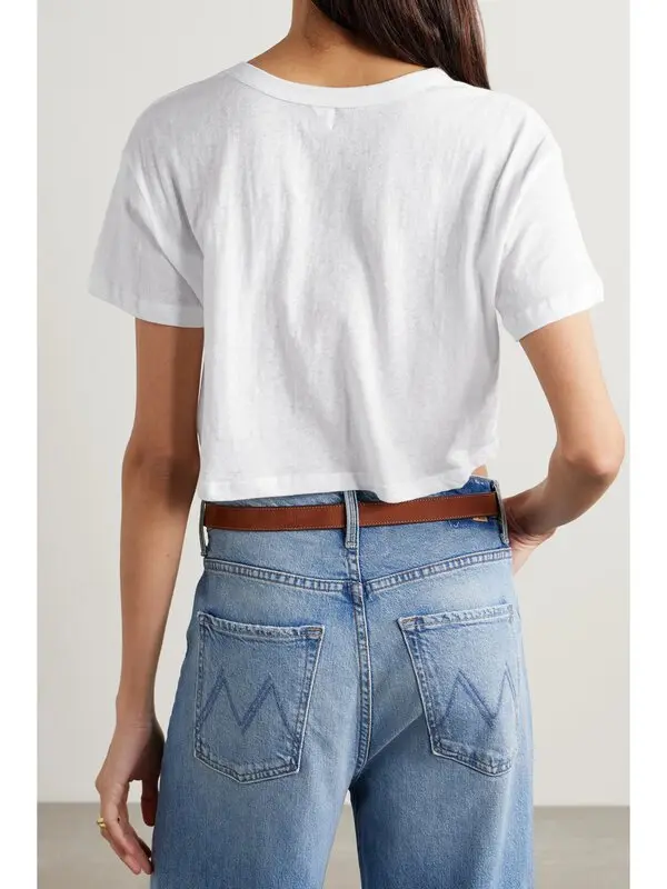 LESET Cropped Slub Cotton-jersey T-shirt