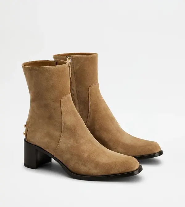 TOD'S Metal Dots Ankle Boots In Suede
