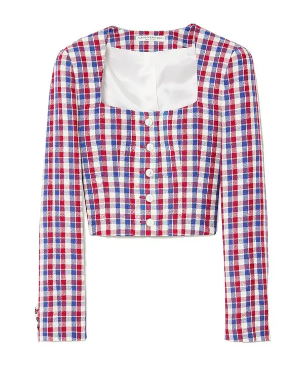 Alessandra Rich Plaid Cropped Jacket