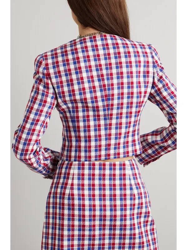 Alessandra Rich Plaid Cropped Jacket