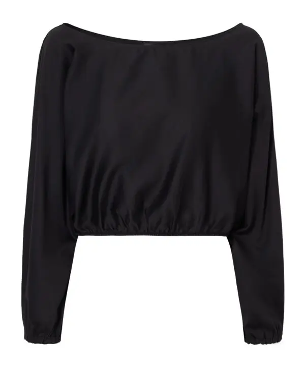 LESET Yoko Cropped Gathered Cotton-poplin Top - No