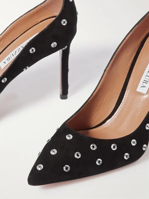 AQUAZZURA Embellished Suede Pumps