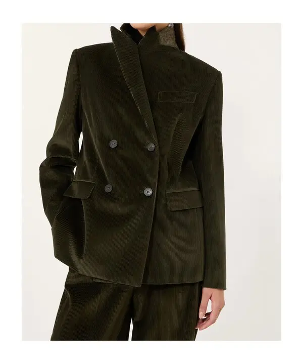 Max Mara Cotton Corduroy Velvet Blazer Kaki