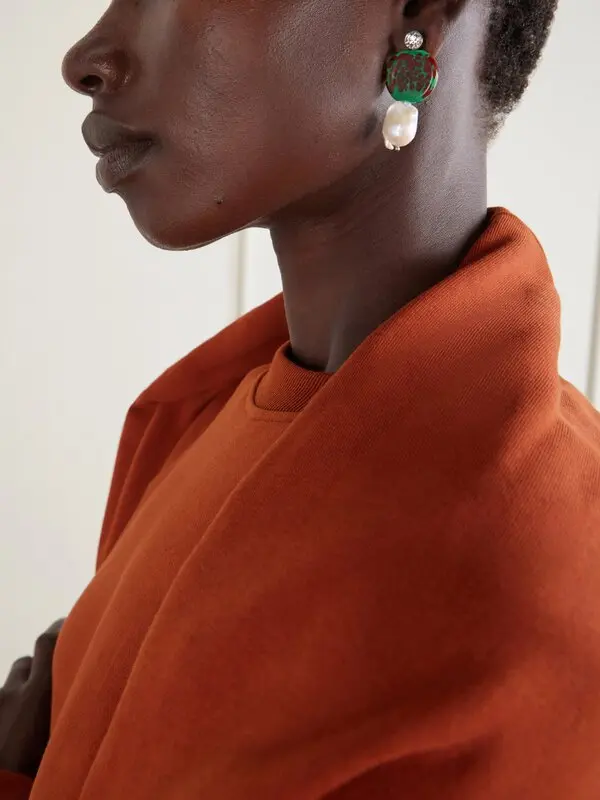 Dries Van Noten Silver-tone, Glass And Pearl Earrings