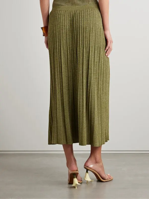 Zimmermann Wylie Metallic Ribbed-knit Midi Skirt