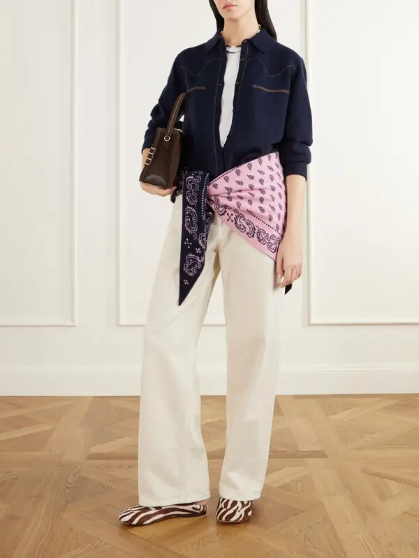 Guest In Residence Paisley-print Knitted Scarf