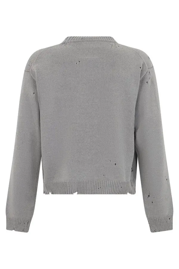 Mihara Yasuhiro Distressed Slogan Knitted Sweater