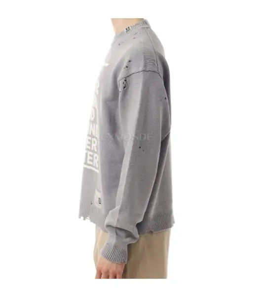 Mihara Yasuhiro Distressed Slogan Knitted Sweater