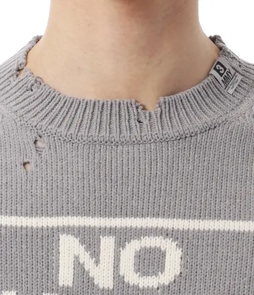 Mihara Yasuhiro Distressed Slogan Knitted Sweater
