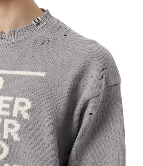 Mihara Yasuhiro Distressed Slogan Knitted Sweater