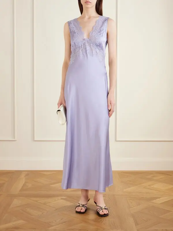 Rixo Lace-trimmed Satin Maxi Dress