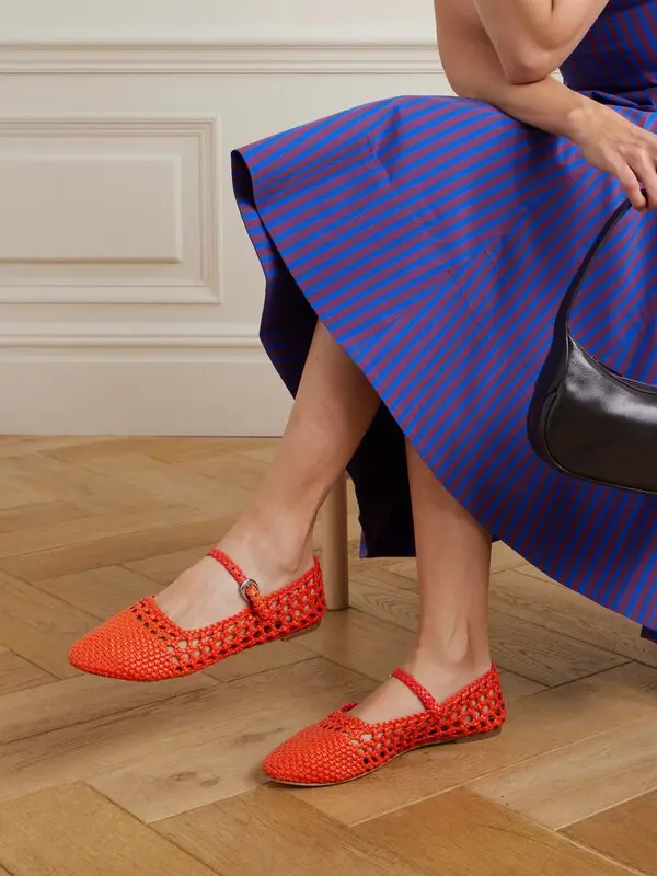 Staud Handwoven Leather Ballet Flats