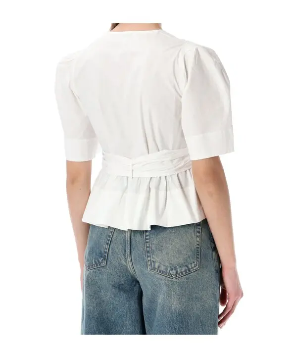 GANNI Tie-front Peplum Top