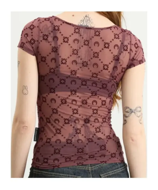 MARINE SERRE Moonogram Mesh Flock T-shirt