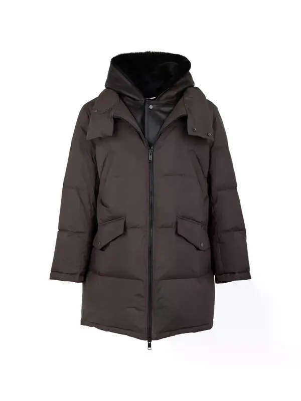 YVES SALOMON Shearling-bib Hooded Down Jacket