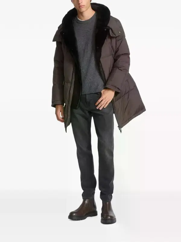 YVES SALOMON Shearling-bib Hooded Down Jacket
