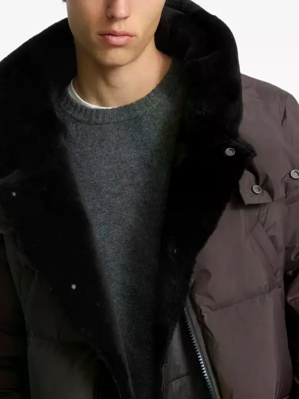 YVES SALOMON Shearling-bib Hooded Down Jacket