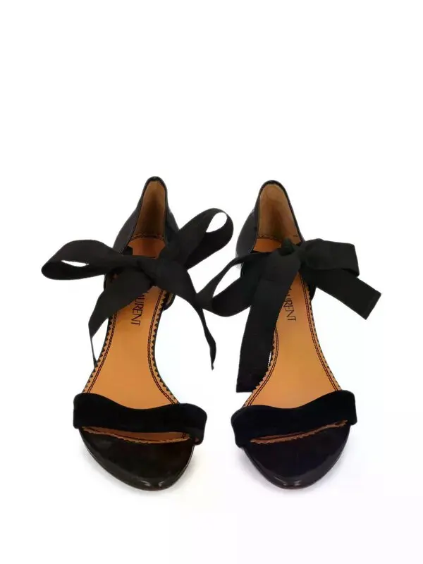 Saint Laurent Leather Ankle-tie Bow Sandals