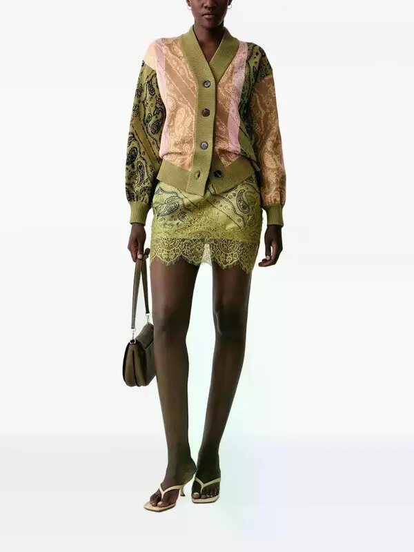 NEVER FULLY DRESSED Paisley-print Lace-trim Skirt