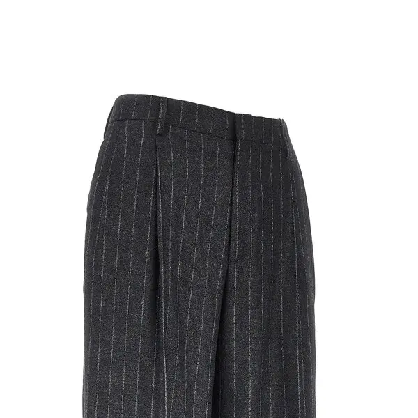 Tagliatore Pinstriped Wool Blend Pants With Dart - Gray