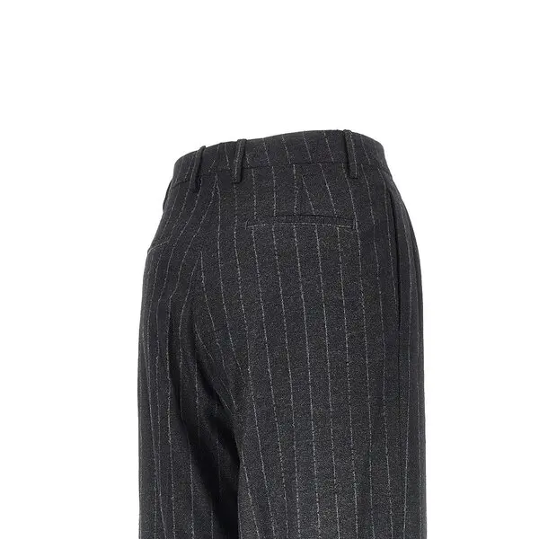 Tagliatore Pinstriped Wool Blend Pants With Dart - Gray