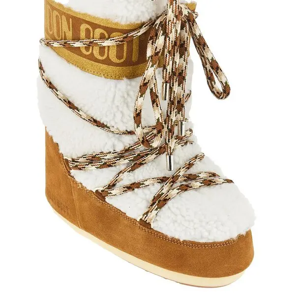 Moon Boot Shearling 'icon' Boots - White