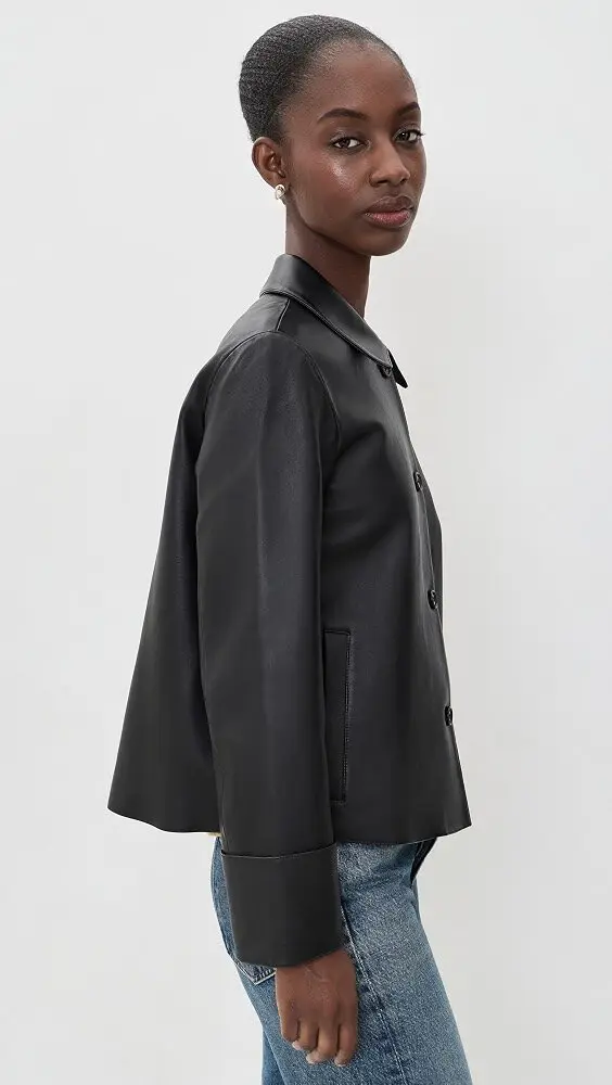 Theory Boxy Cuff Leather Jacket