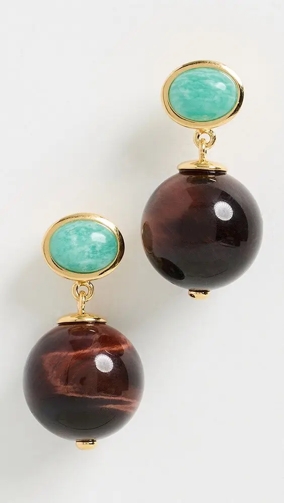 LIZZIE FORTUNATO Tiger Eye Umbria Earrings - Multi