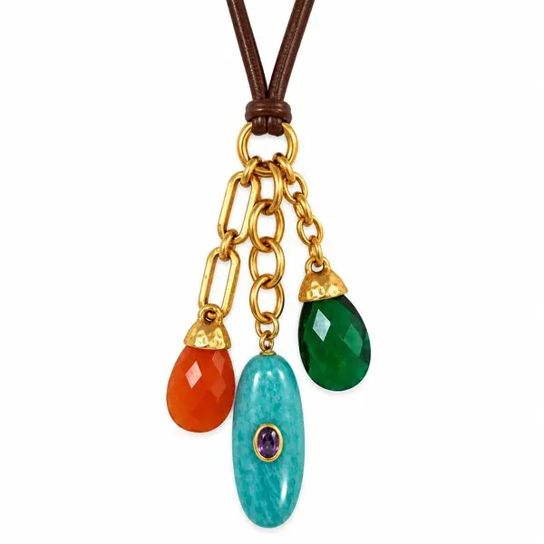 Persia Donà Jewelry Happy Gems X Leather Cord Necklace - Black
