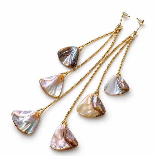 ADHA ZELMA Neutrals Sequoia Break Abalone Shell Statement Earrings