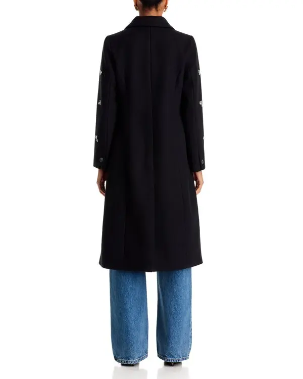 Aqua Embellished Faux Wool Coat Exclusive