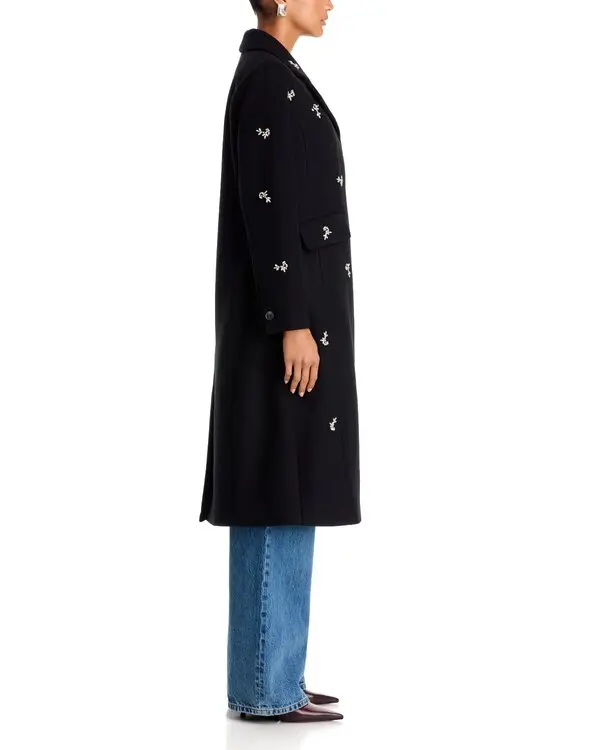 Aqua Embellished Faux Wool Coat Exclusive