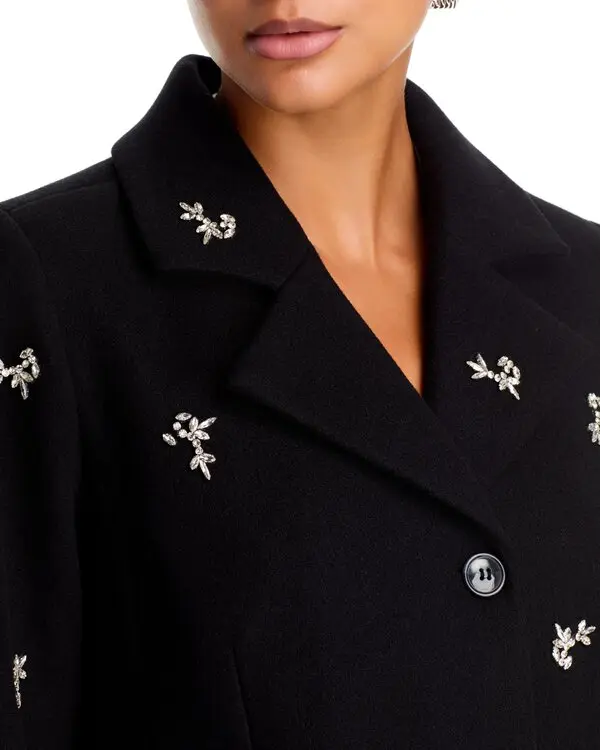 Aqua Embellished Faux Wool Coat Exclusive