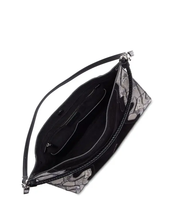 Veronica Beard Vida Suede & Snake Embossed Leather Shoulder Bag