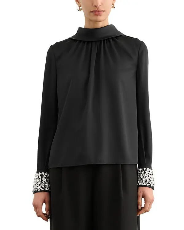 TOCCIN Veronica Embellished Tie Back Blouse - Jet