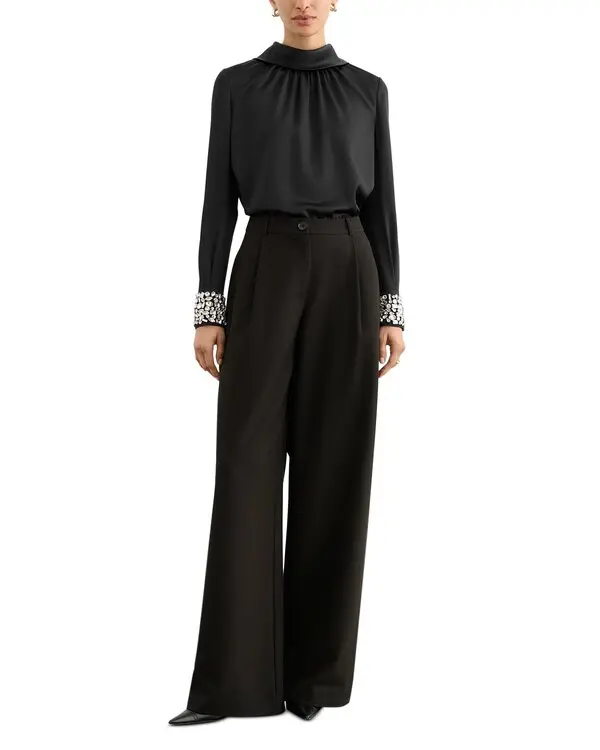 TOCCIN Veronica Embellished Tie Back Blouse - Jet