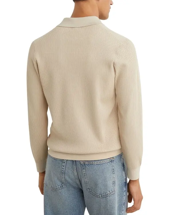 REISS Admiral Long Sleeve Polo Shirt - Stone