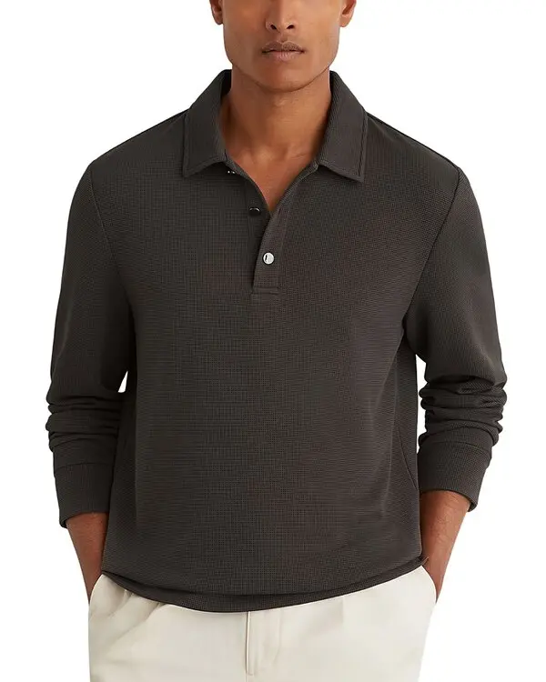 REISS Alba Micro Waffle Knit Polo Shirt