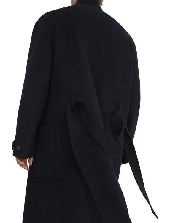 REISS Selation Wool Blend Tie Waist Long Overcoat