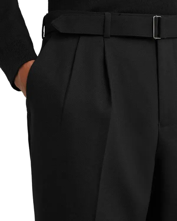 REISS Strap Tapered Fit Belted Pleat Trousers