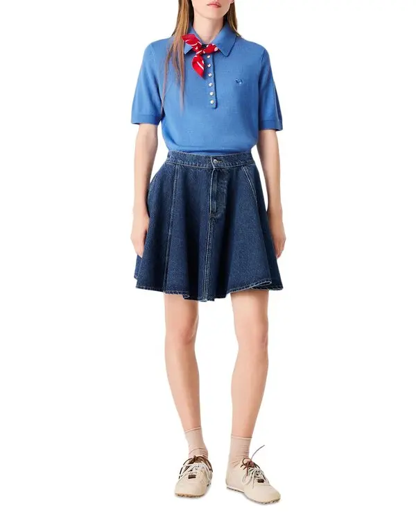Maje Jika Denim Flared Skirt