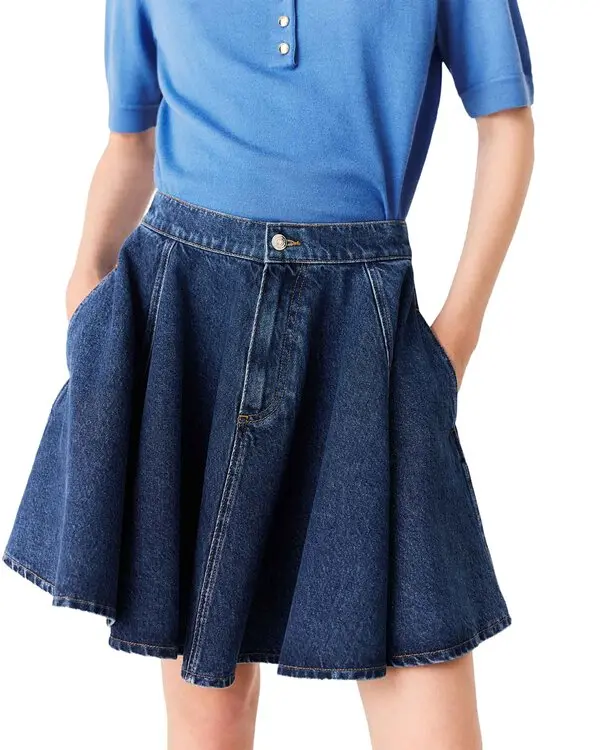 Maje Jika Denim Flared Skirt