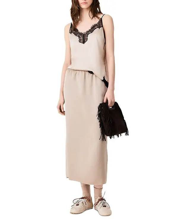 Maje Jaquirie Satin Pencil Skirt