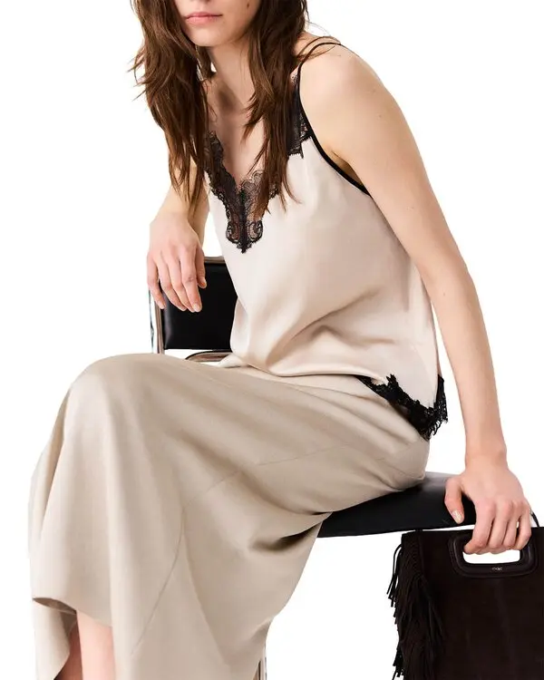 Maje Jaquirie Satin Pencil Skirt