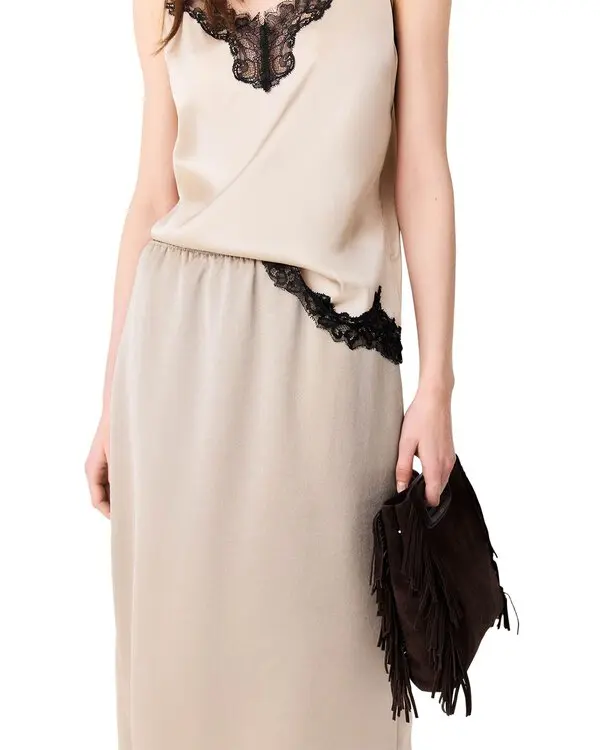 Maje Jaquirie Satin Pencil Skirt