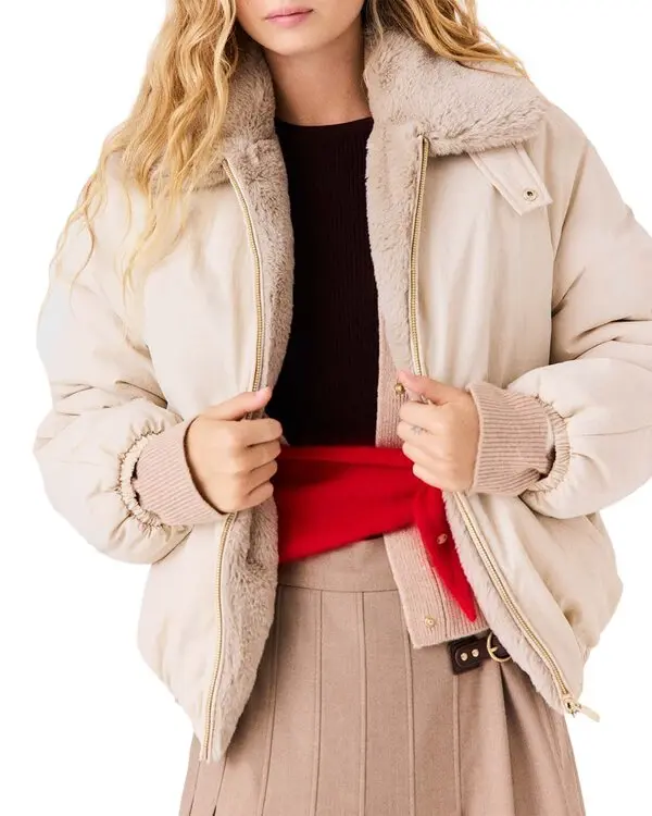 Maje Reversible Faux Fur Puffer Jacket