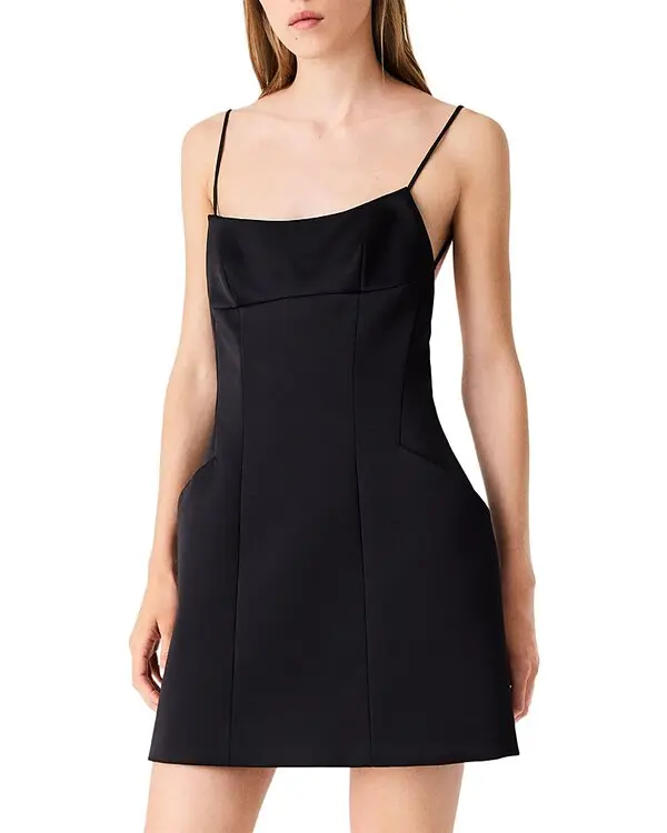 Maje Rilyme Backless Satin Mini Dress