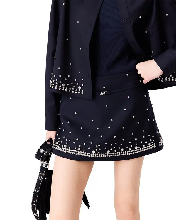 Maje Rhinestone Layered Skort