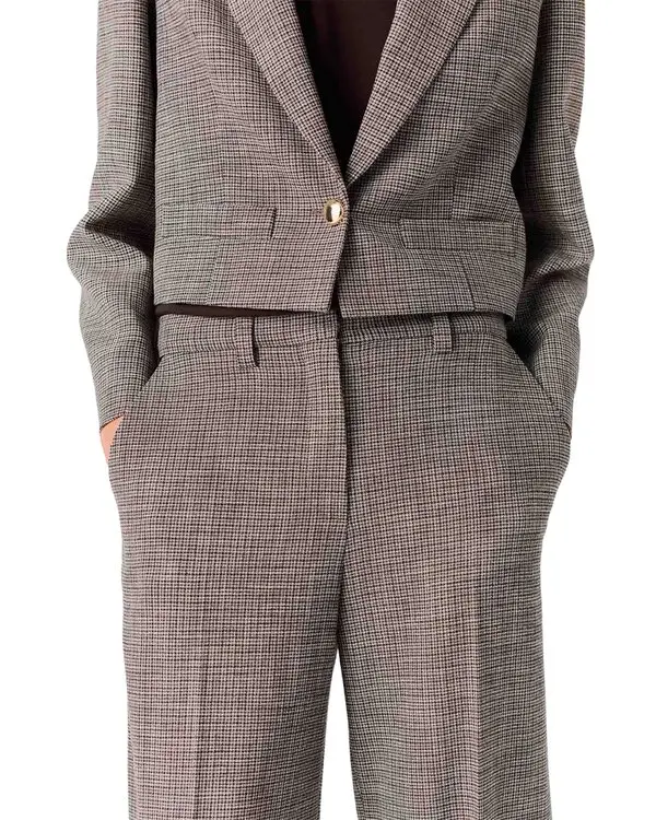 Maje Check Print Wide Leg Pants